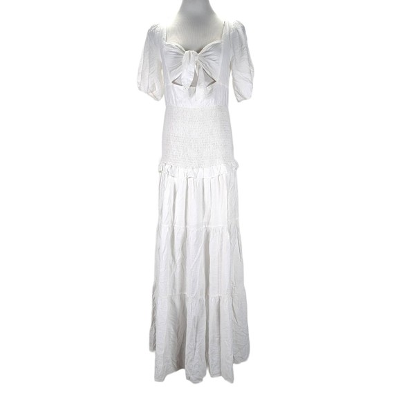 Skylar Rose | Dresses | Skylar Rose White Maxi Dress Size L Tiered Puff ...